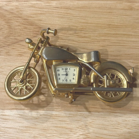 Timex | Wall Decor | Vintage Timex Quartz Motorcycle Clock Gold Tone ...